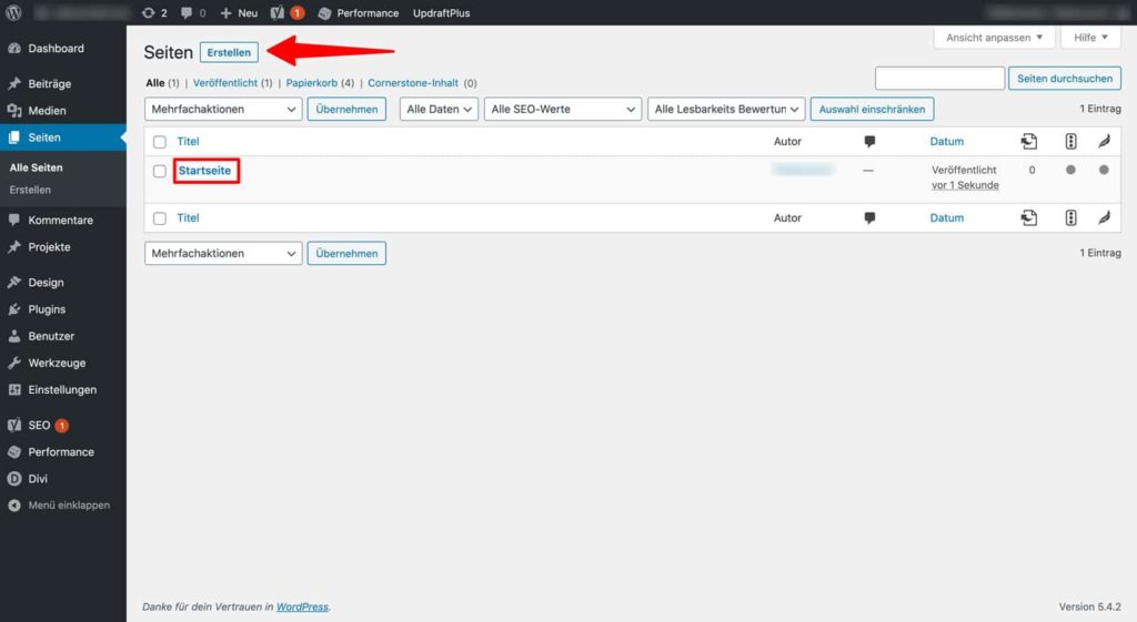 WordPress Startseite festlegen in 2 einfachen Schritten - Plentyflow.de